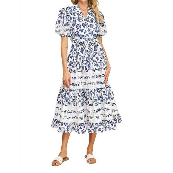 Pinch | Dresses | New Pinch Tiered Midi Dress In Bluewhite | Poshmark